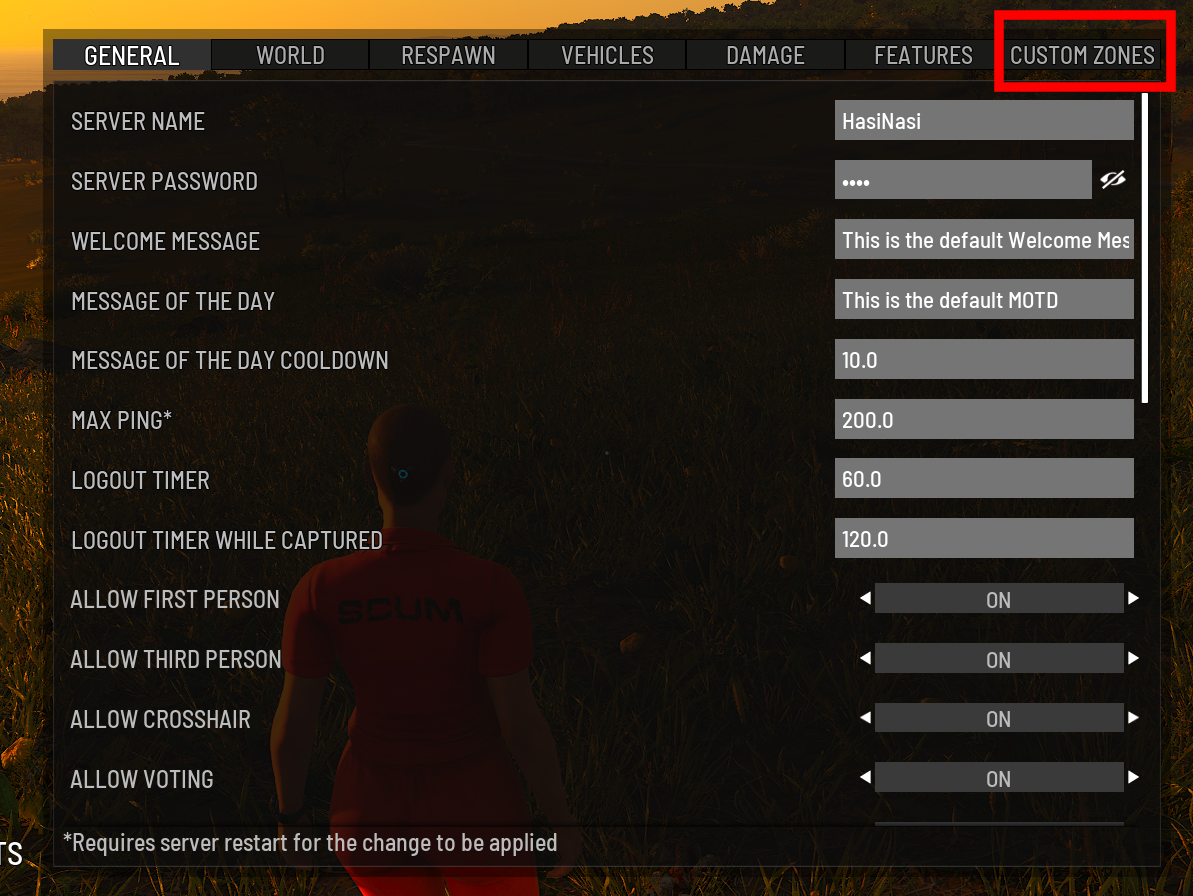 Scum Safezone erstellen | NITRADO