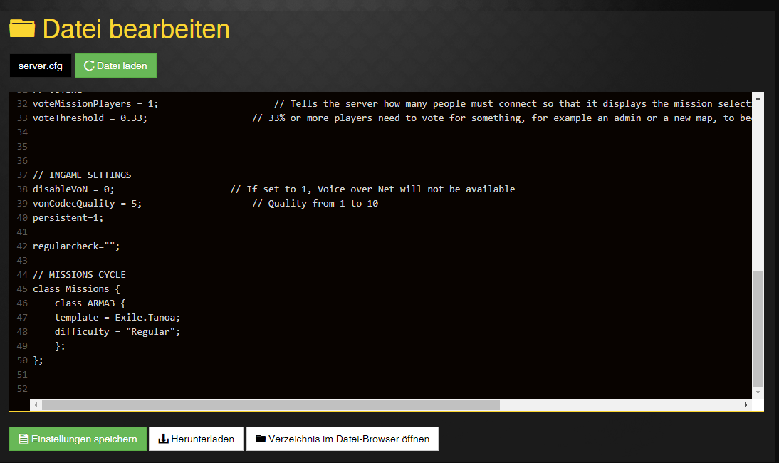 Konfiguration eines ArmA 3 Servers | NITRADO