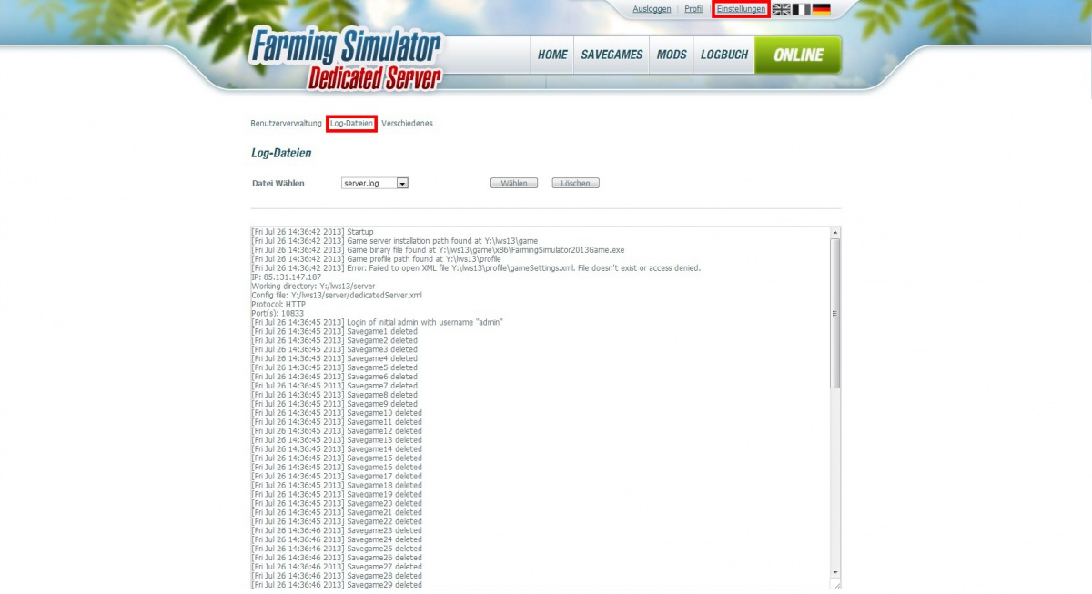 Webinterface-LS 2013 | NITRADO