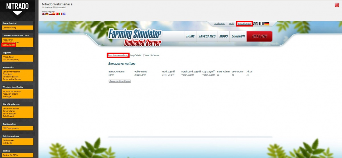 Webinterface-LS 2013 | NITRADO