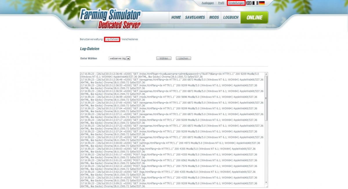 Webinterface-LS 2013 | NITRADO