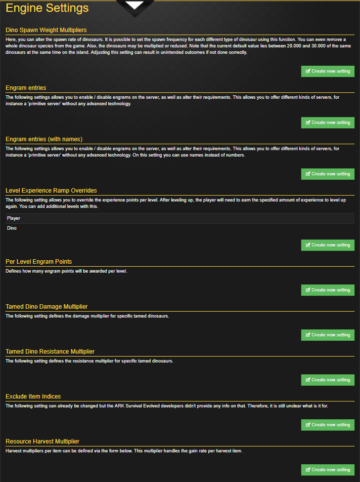 Advanced Configuration Settings for ARK: Survival Evolved | NITRADO