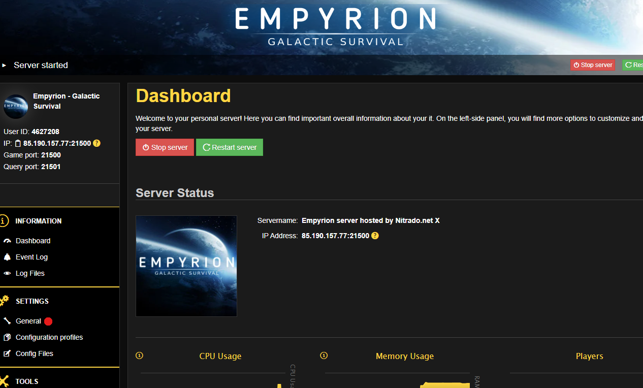 Connecting to Empyrion - Galactic Survival | NITRADO