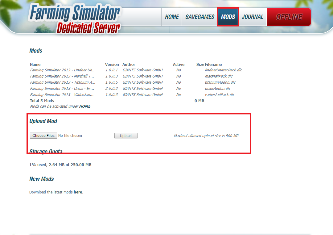 Webinterface for FS 2013 | NITRADO