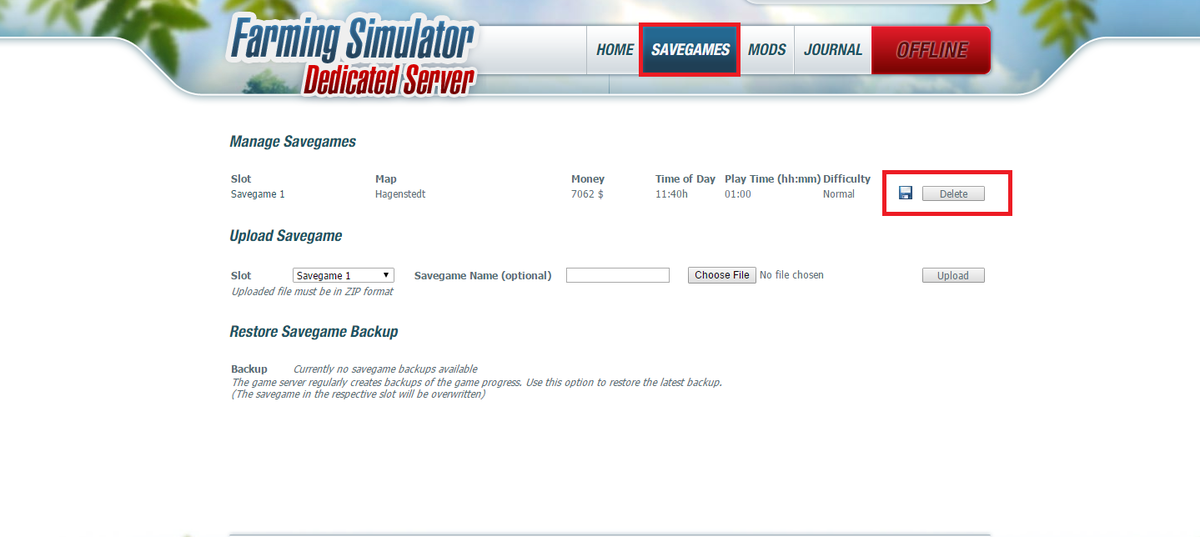 Webinterface for FS 2013 | NITRADO