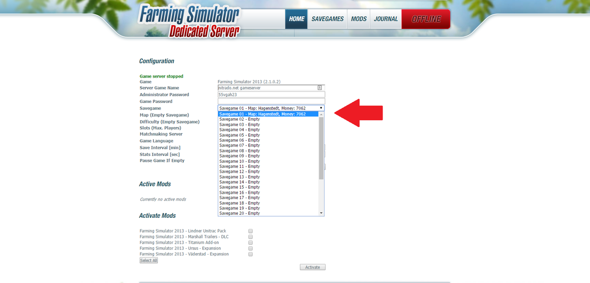 Webinterface for FS 2013 | NITRADO