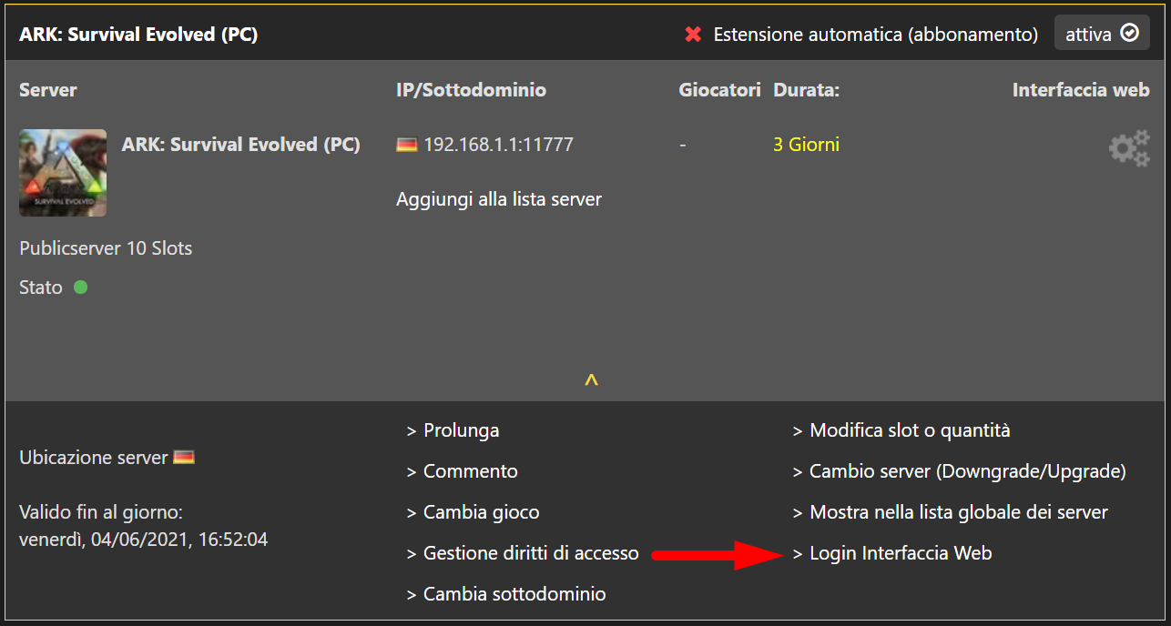 Navigazione dell'Interfaccia Web Nitrado | NITRADO